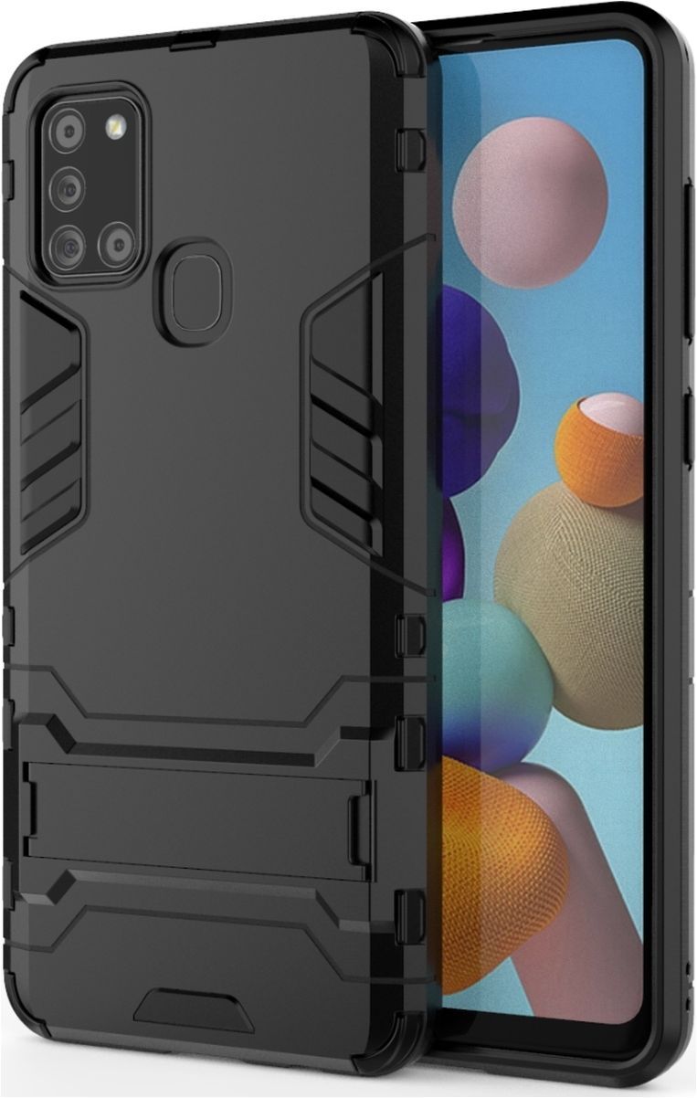 Mobigear Armor Stand Samsung Galaxy A21s Hülle Hardcase Backcover Stoßfest mit Ständer - Schwarz ...