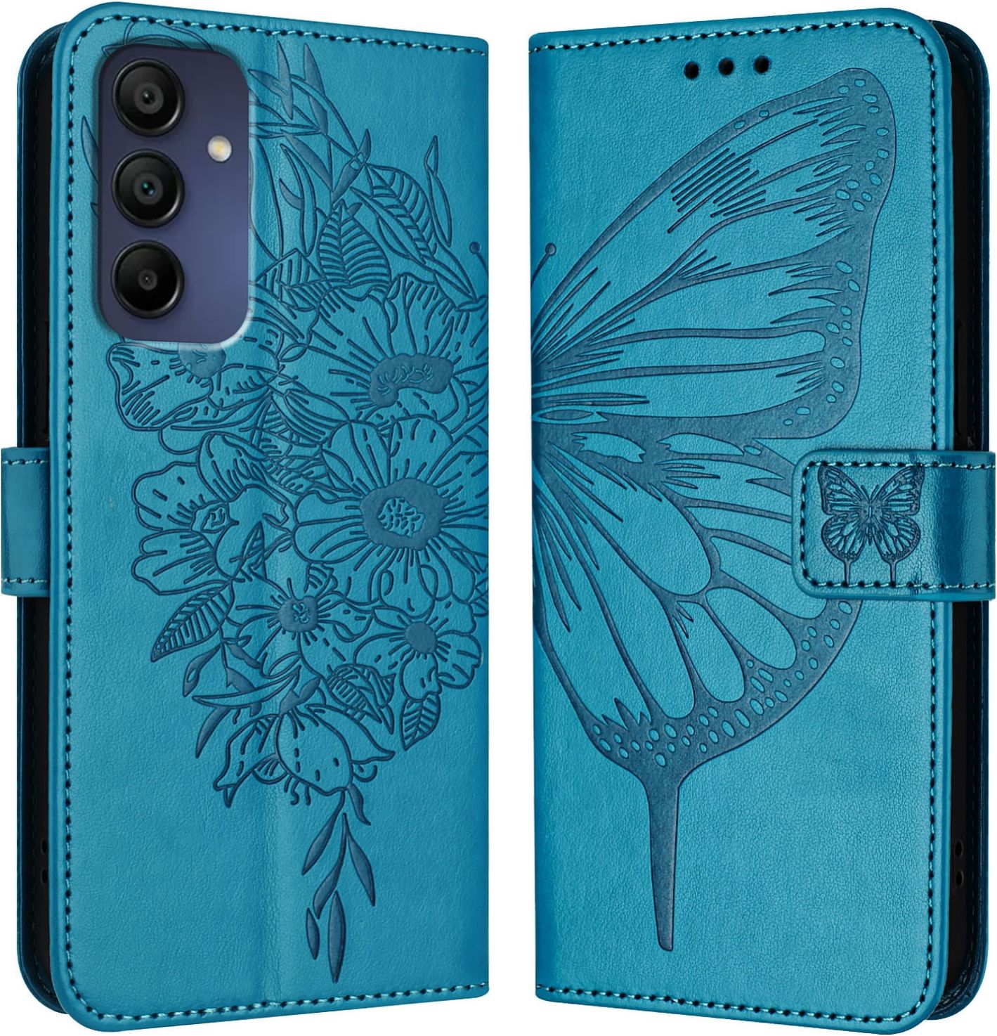 Mobigear Butterfly Samsung Galaxy A16 Hülle Klapphülle Geldbörse - Blau ...