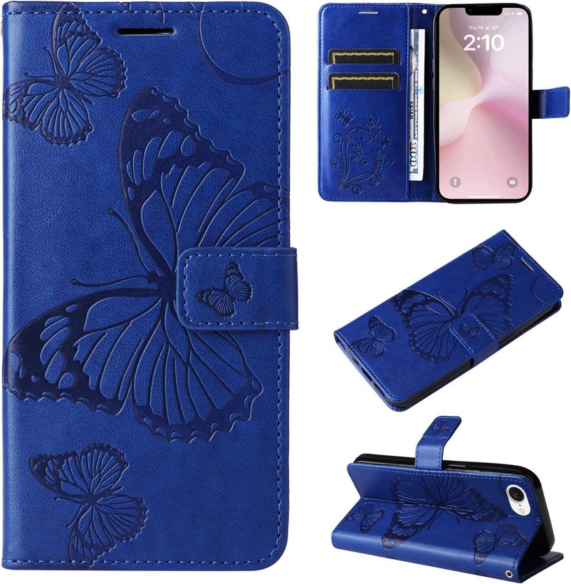 Mobigear Butterfly iPhone 16e Hülle Klapphülle Geldbörse - Blau 11 ...