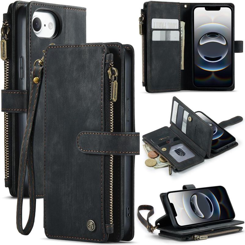 CaseMe C30 iPhone 16e Hülle Klapphülle Geldbörse - Schwarz 11-8521268 - huellendirekt.de