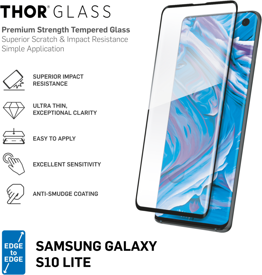 THOR Samsung Galaxy S10 Lite Panzerglas Gehärtetes Glas Displayschutz ...